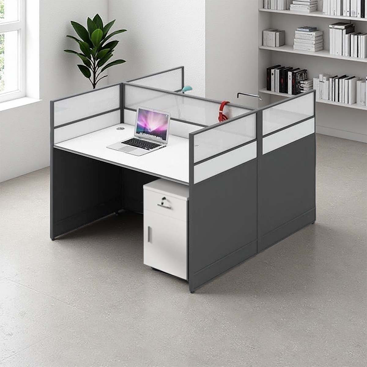 TAOKELAI Rectangle 2 Person Benching Workstation With Cabinet | Wayfair