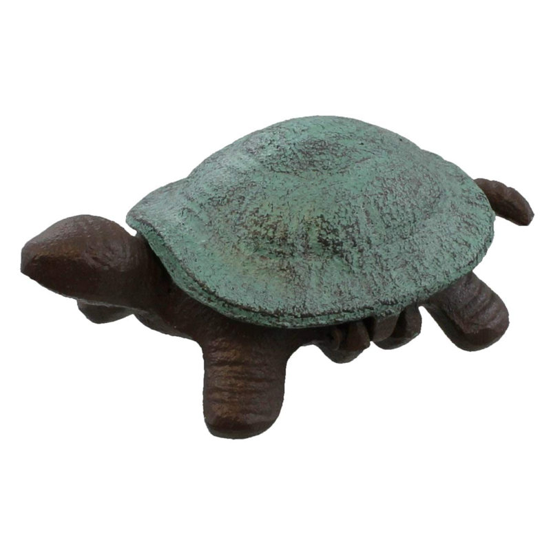 Bay Isle Home™ Turtle Key Hider Figurine - Cast Iron Garden Statue with ...