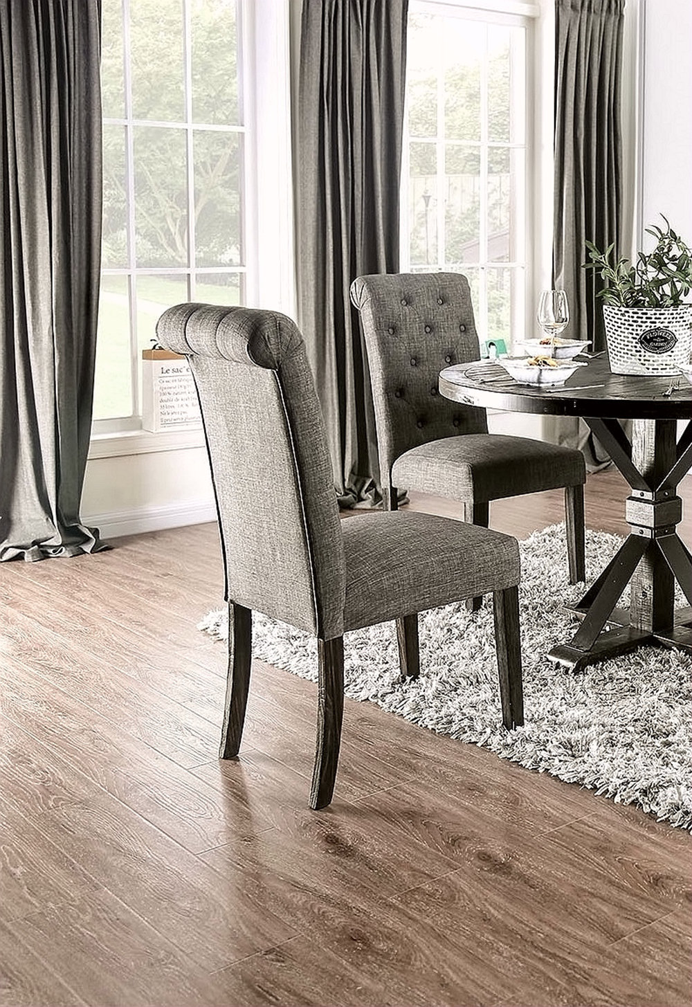 Lark Manor™ Classic Set Of 2 Side Chairs Button Tufted Linen Like ...