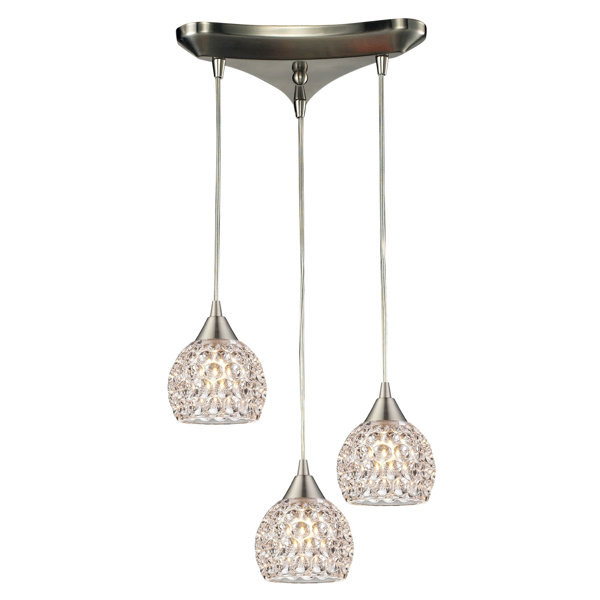 House of Hampton® 3 - Light Satin Nickel Cluster Pendant - Wayfair Canada