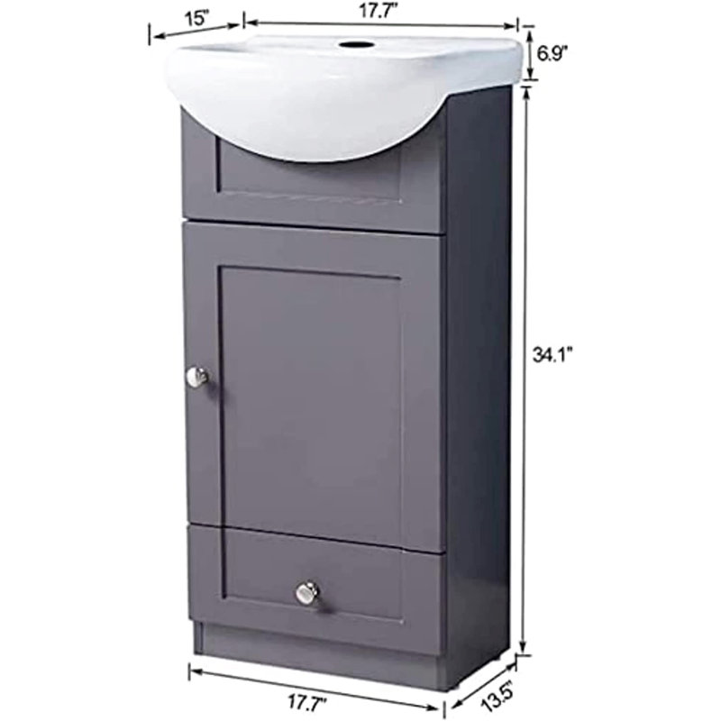 Ebern Designs 18" Gray Modern Small Free-standing Single Bathroom ...