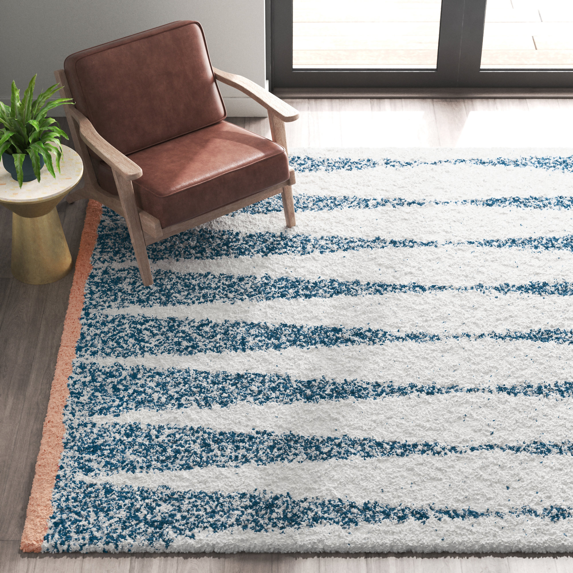 Ebern Designs Launce Striped Shag Area Rug & Reviews | Wayfair