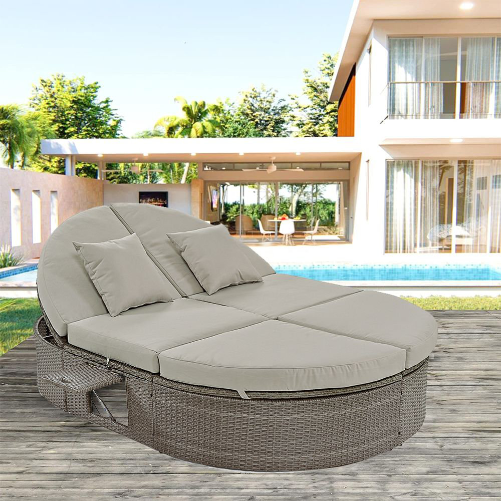 Latitude Run® Emerlynn 55.3" Wide Outdoor Wicker Oval Patio Daybed with ...