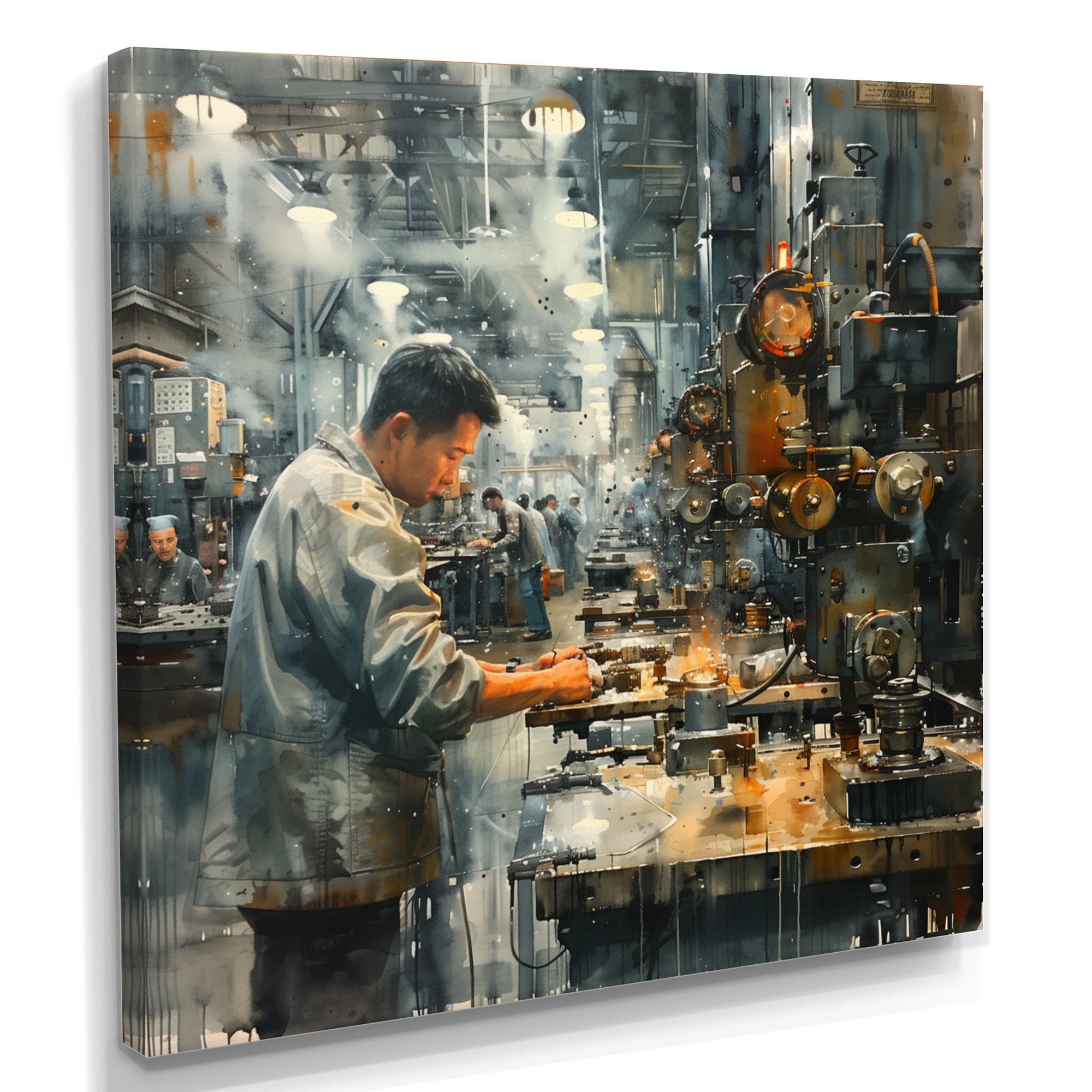 Winston Porter Grey Brown Assembly Line Mechanical Factories ...