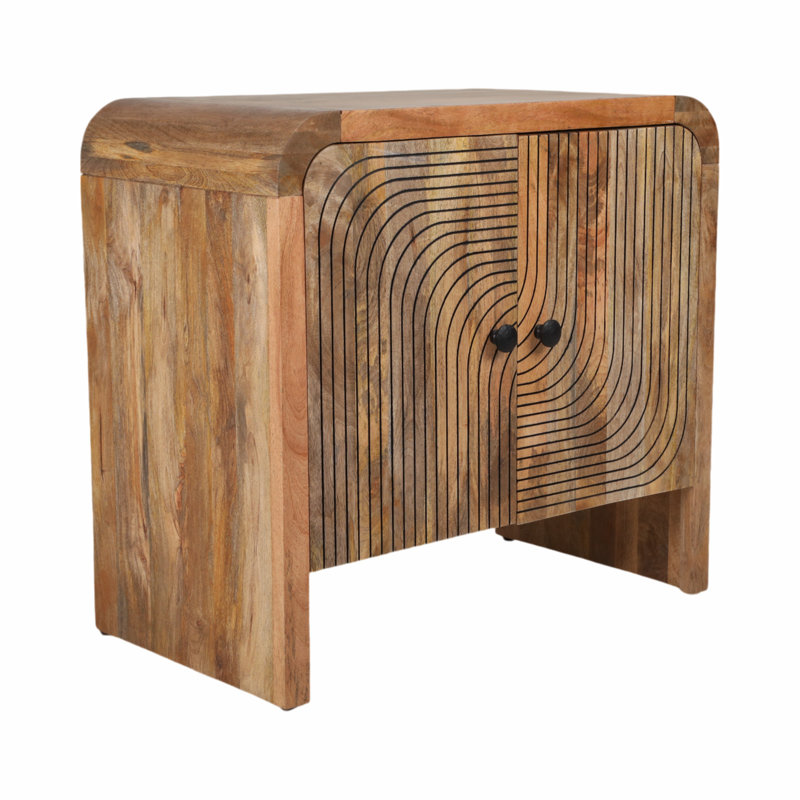 Wade Logan® Carved Front Waterfall Edge Cabinet, Chic Home Cabinets ...