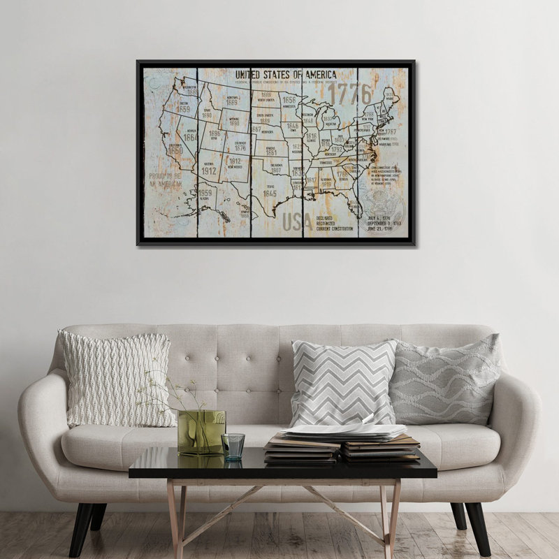Bless international Map Of USA VII Graphic Art on Wrapped Canvas | Wayfair