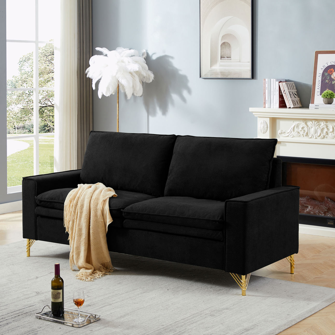Everly Quinn Marvelene 78.54'' Square Arms Sofa | Wayfair