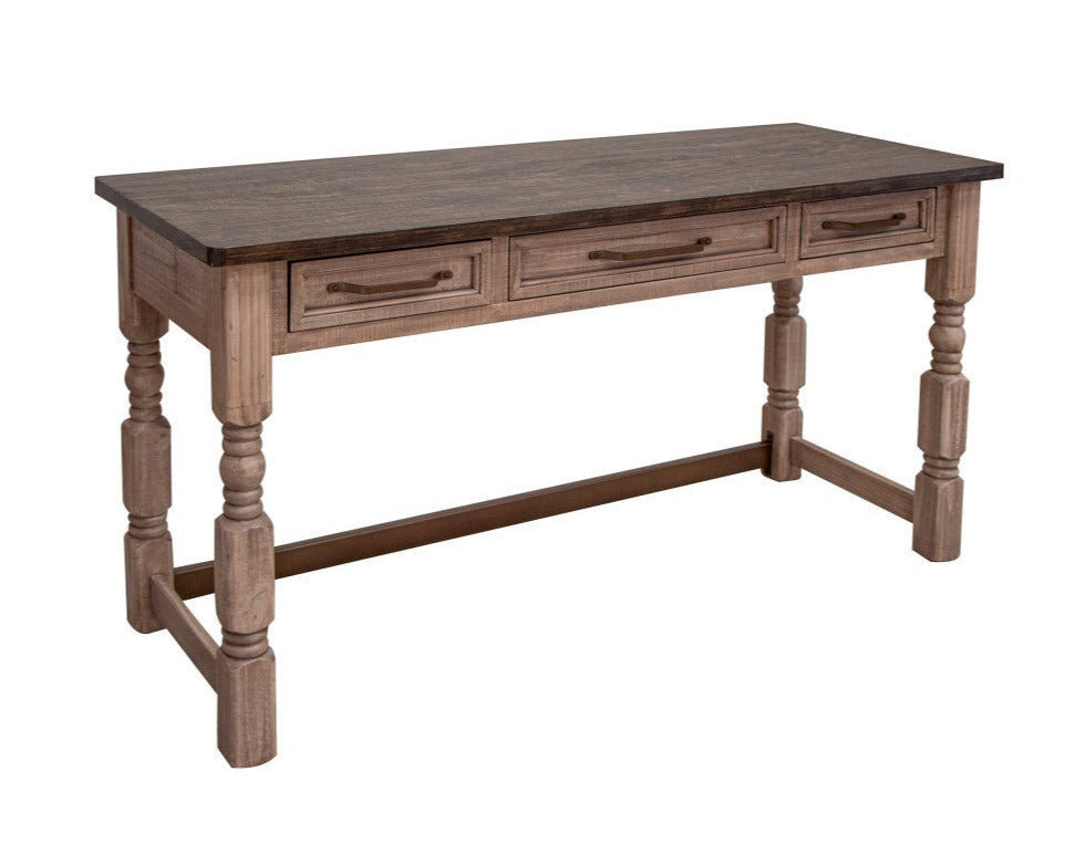 Rosalind Wheeler Citlalli Solid Wood Three-Drawer Desk | Wayfair