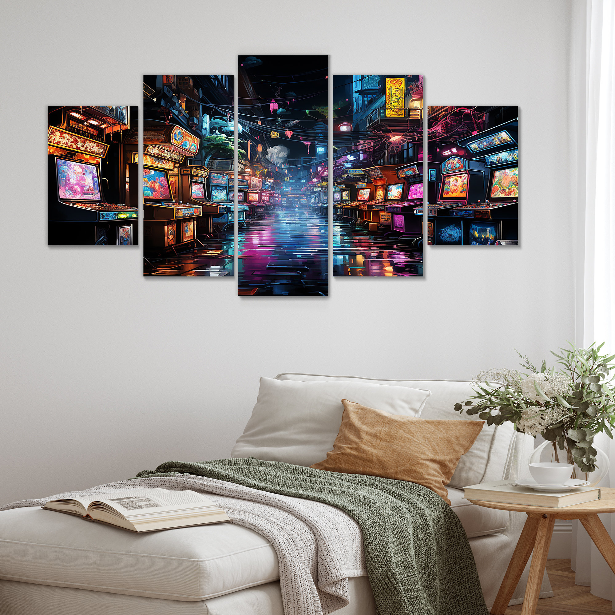 Dakota Fields Neon Arcade Video Game Dream - Video Games Multipanel ...