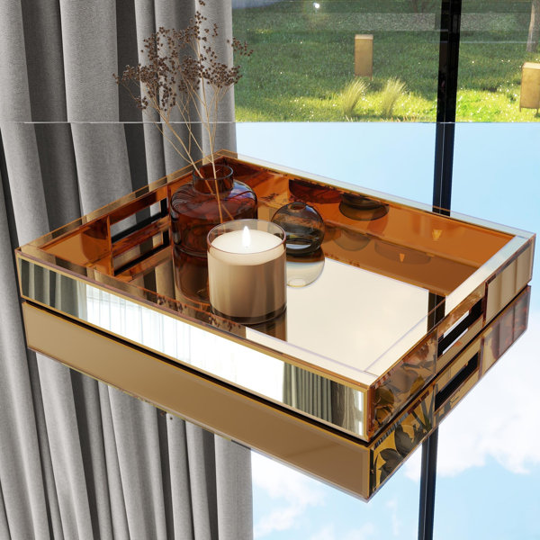 Hokku Designs Alika 18" Mirrored Glass Decorative Tray & Reviews | Wayfair