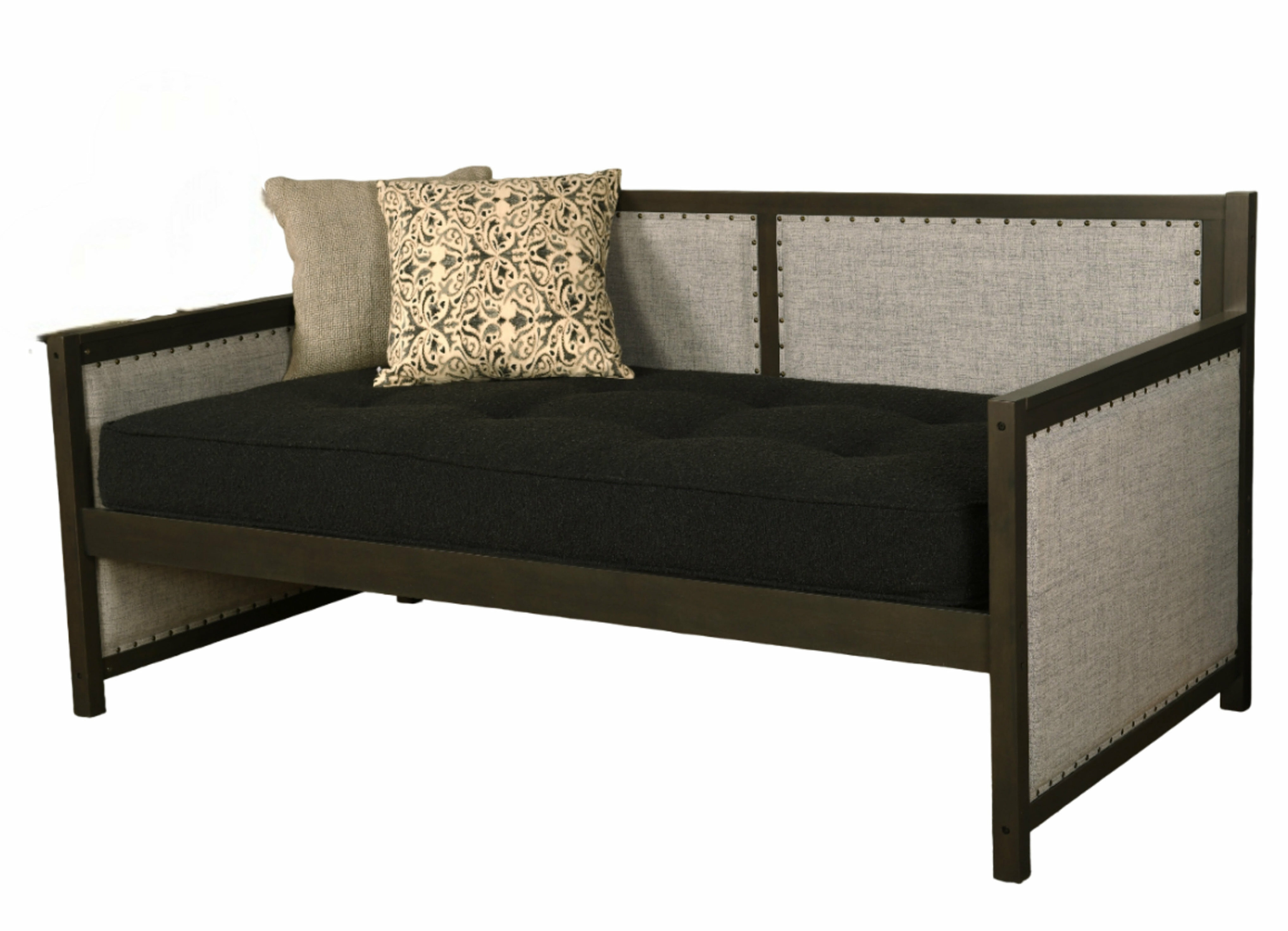 Red Barrel Studio® Corena Upholstered Daybed with Canton Black Mattress ...