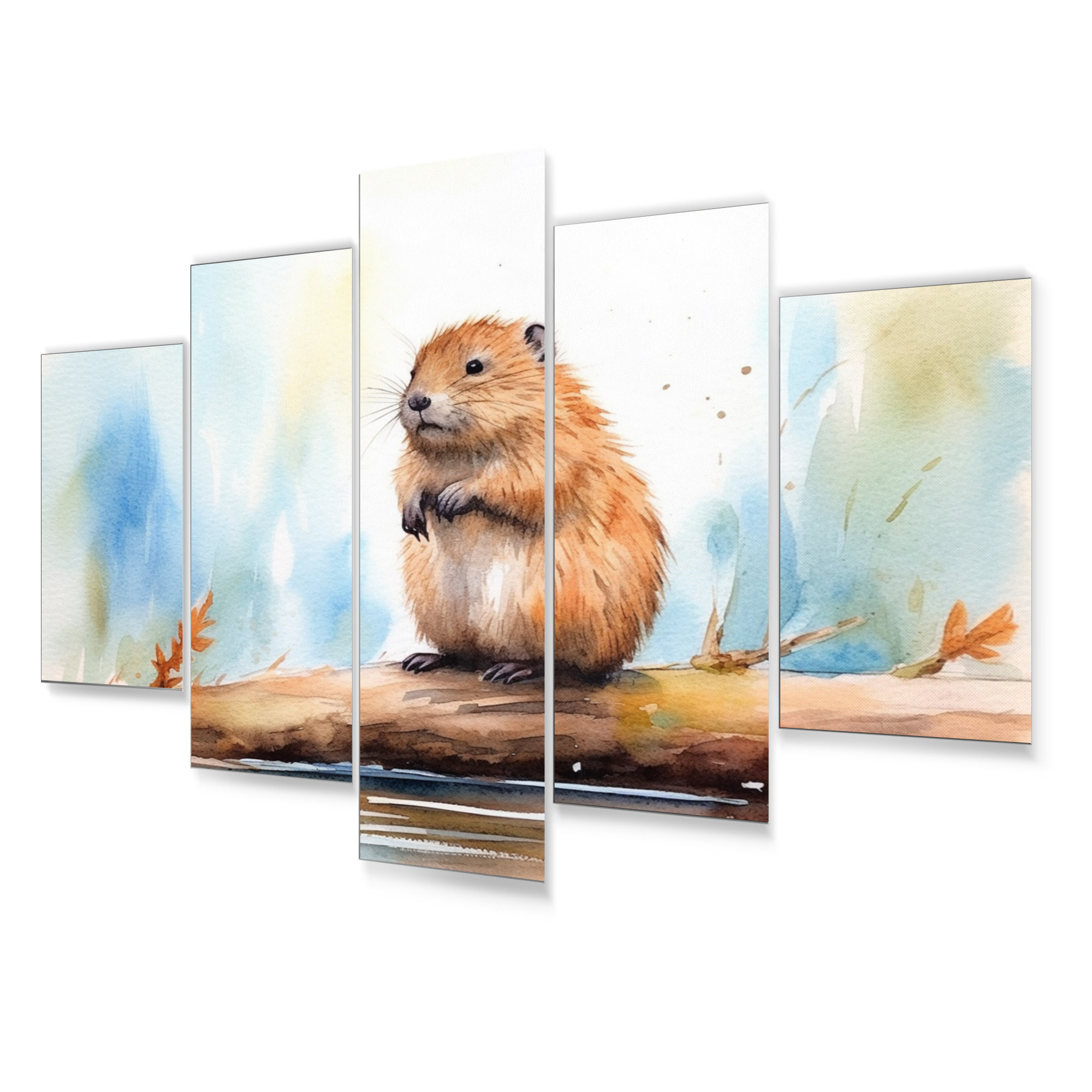 Design Art Cute Beaver I - Animals Beaver Metal Wall Decor Set | Wayfair