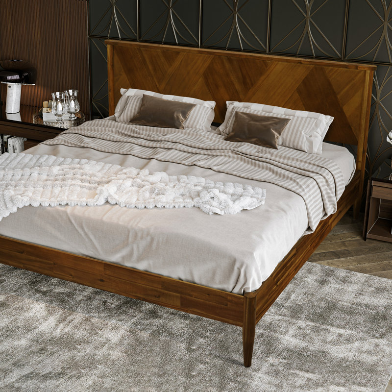 Union Rustic Kalleen Solid Wood Bed Frame with Artistic Patterned ...