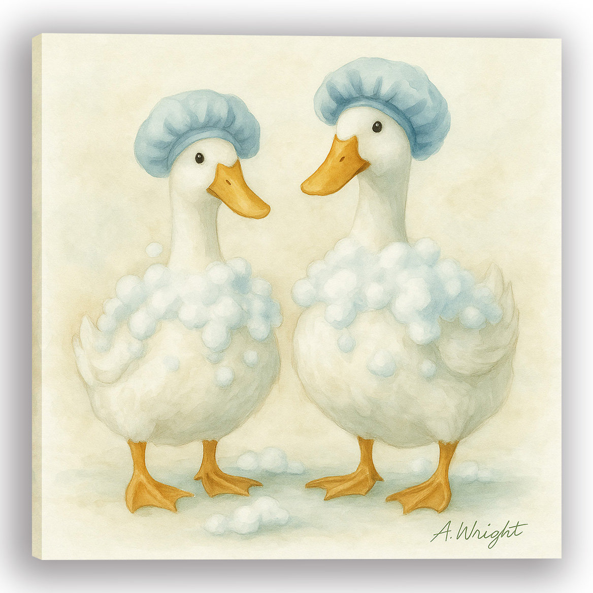 Ophelia & Co. “Bubble Buddies” – Ducks in Shower Caps Canvas Wall Art ...