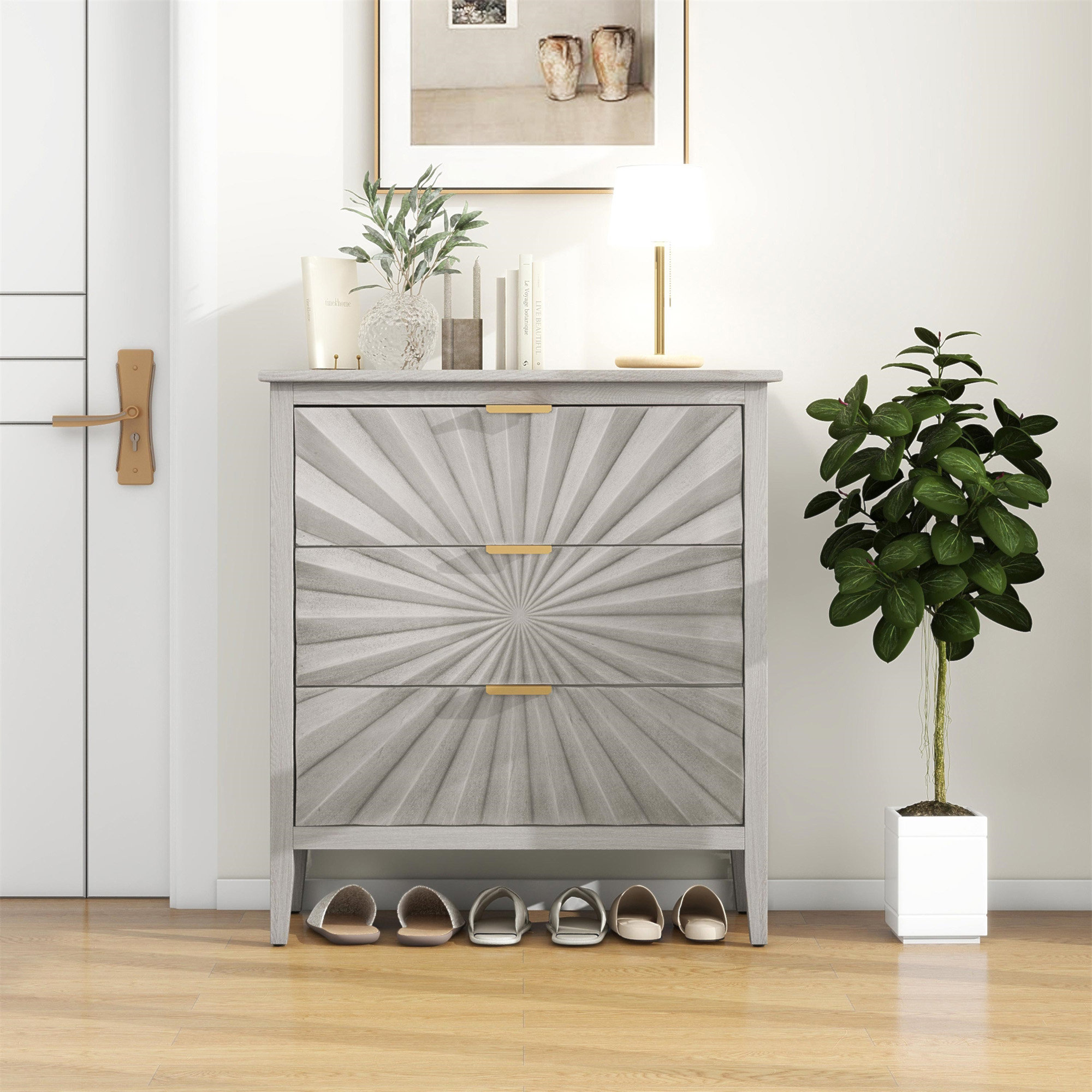 STYLISH 3 Drawer Storage Cabinet,3 Drawer Modern Dresser, Chest Of ...