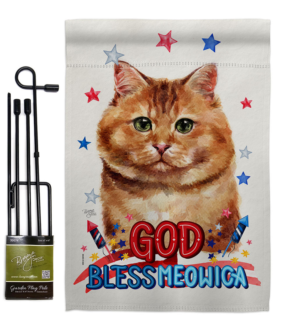 Breeze Decor Patriotic Brown Dilute Calico Flags Set Cat Animals 28 X40 ...