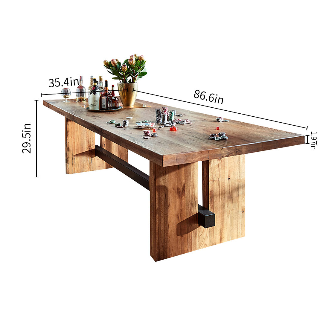 Millwood Pines Eriola Vintage brown solid wood rectangular dining table ...