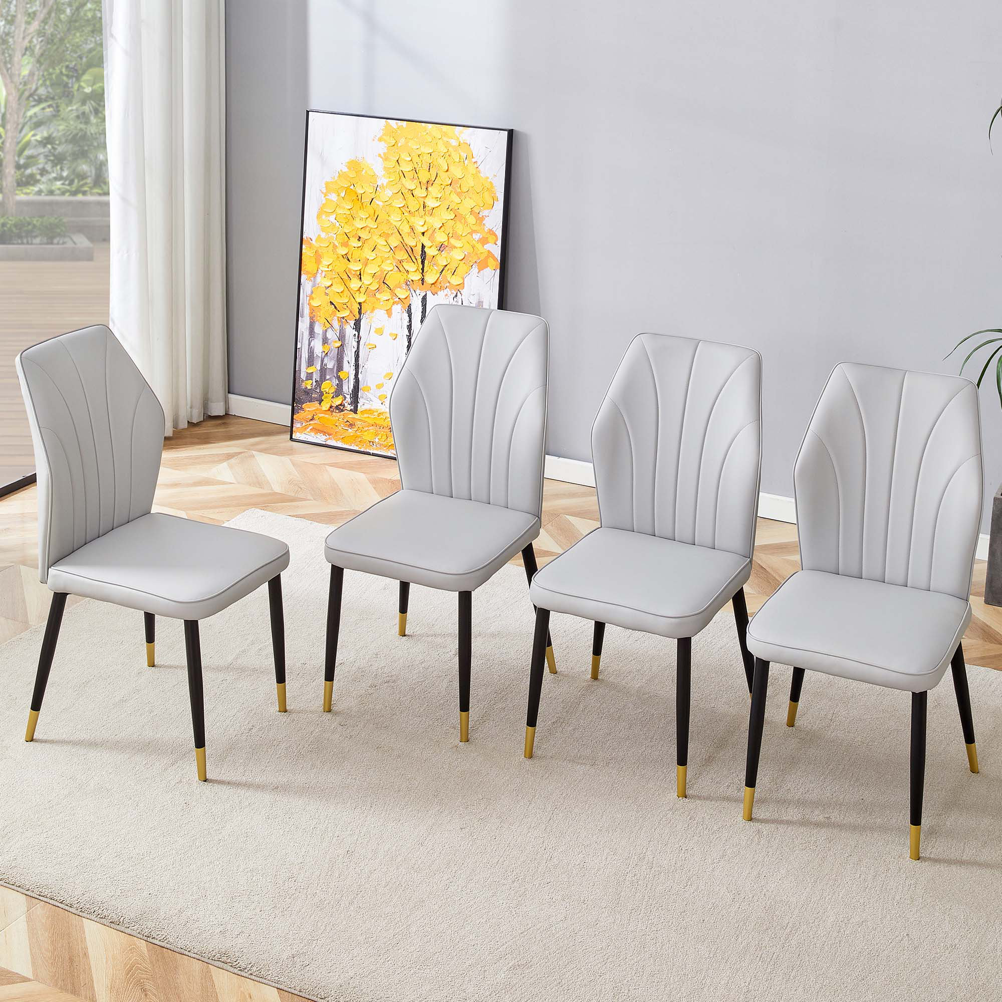 Mercer41 Modern Dining Chairs With Stylish Pu Patterned Backrest And ...
