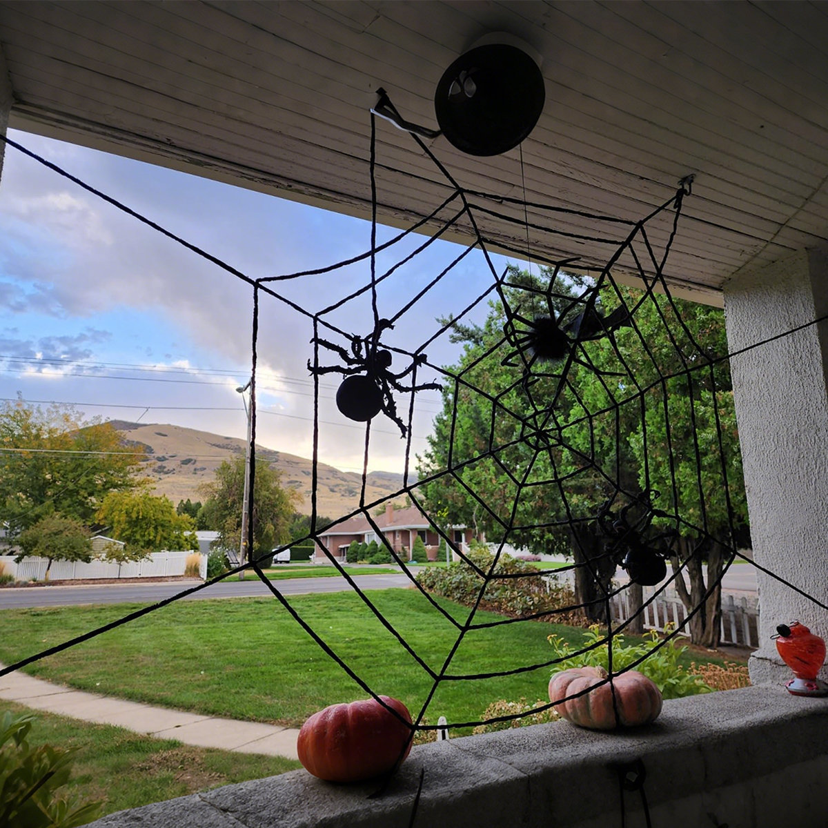 The Holiday Aisle® Halloween Spider Web Decoration, Giant Round Fake ...
