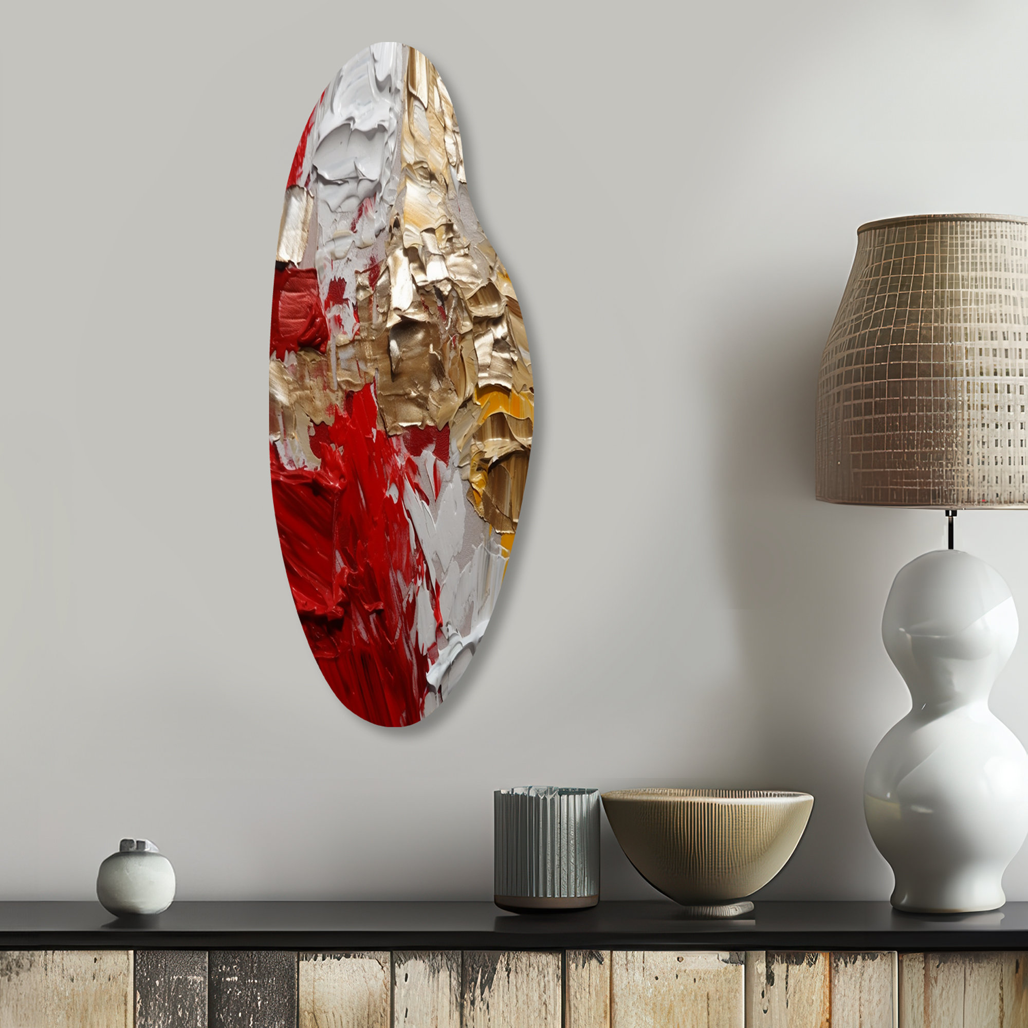 Design Art Cardinal Sin Retro Delight Abstract Red & Gold - Abstract ...