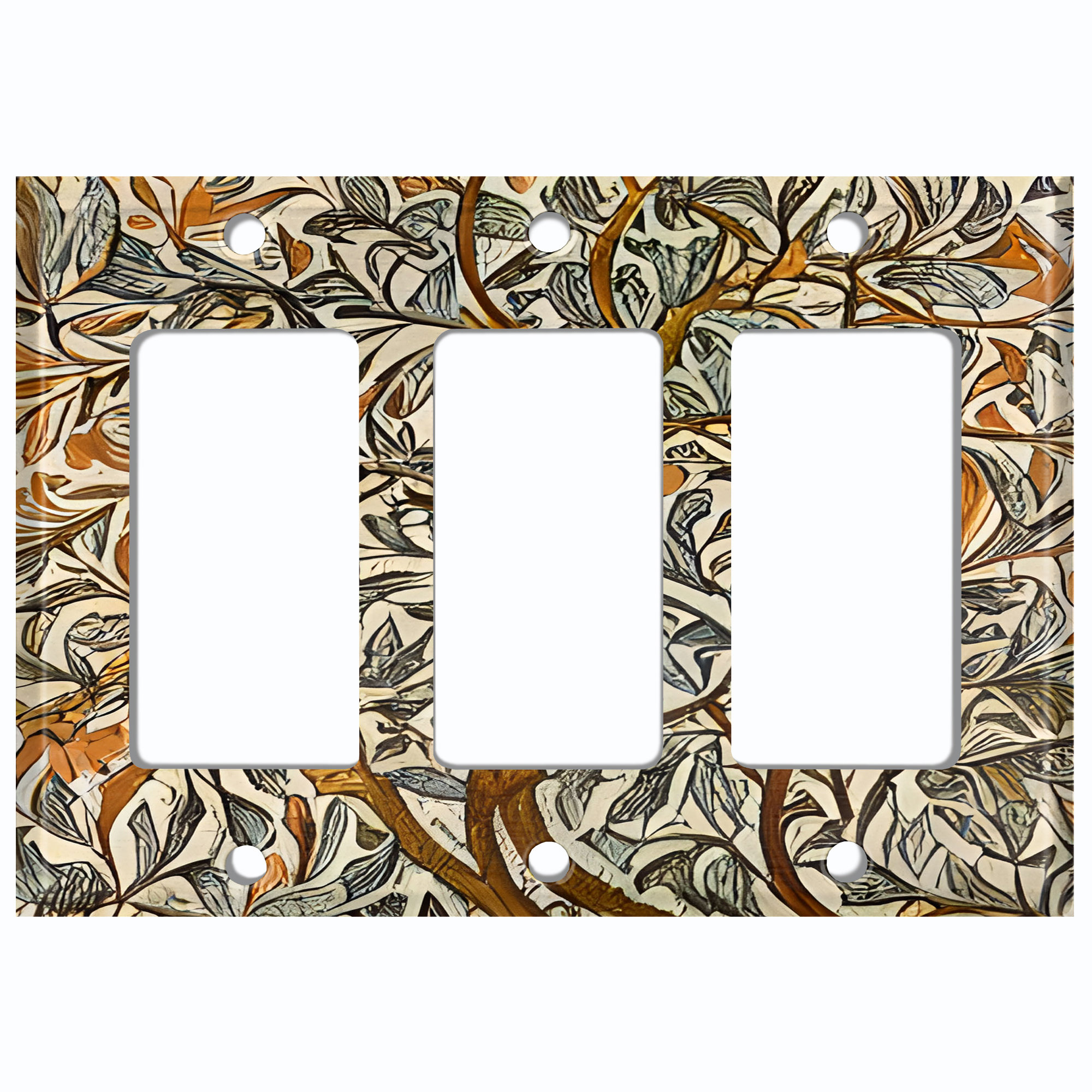 WorldAcc Autumn Tree Branch 3-Gang Rocker Wall Plate | Wayfair