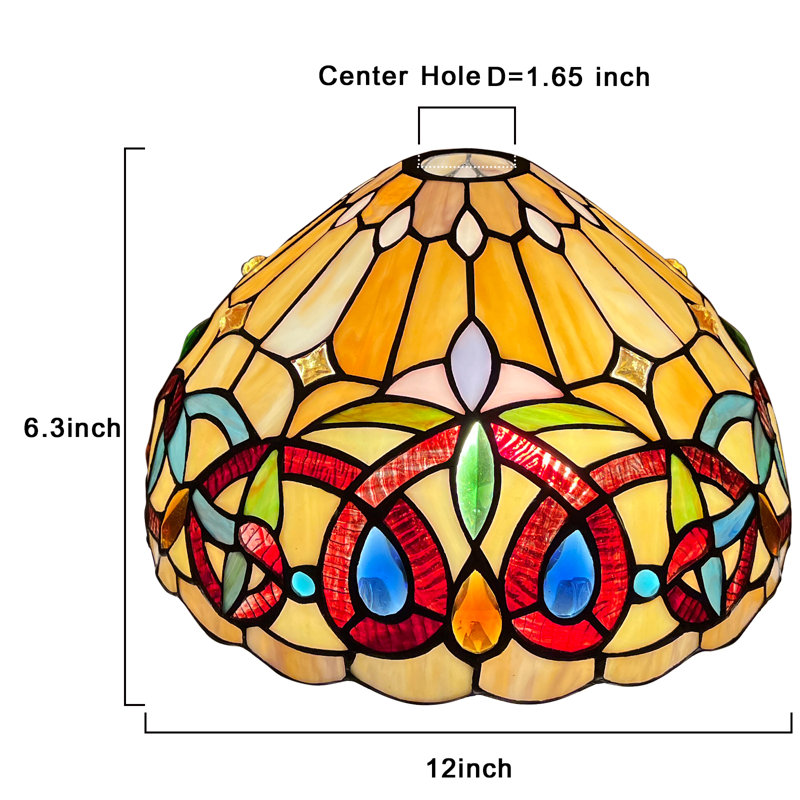 Vinplus Tiffany Stained Glass 12 Inches Wide Cream Brown Style Lamp ...