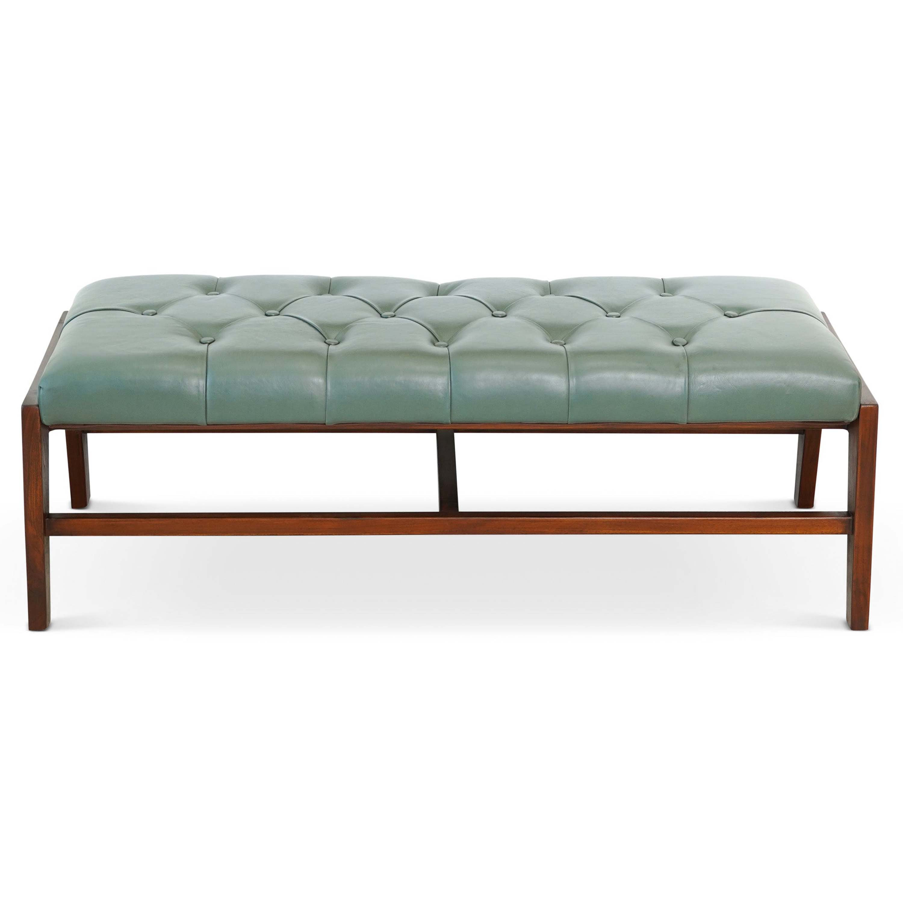 Corrigan Studio® Hera Bench With Buttons (Green Leather) | Wayfair