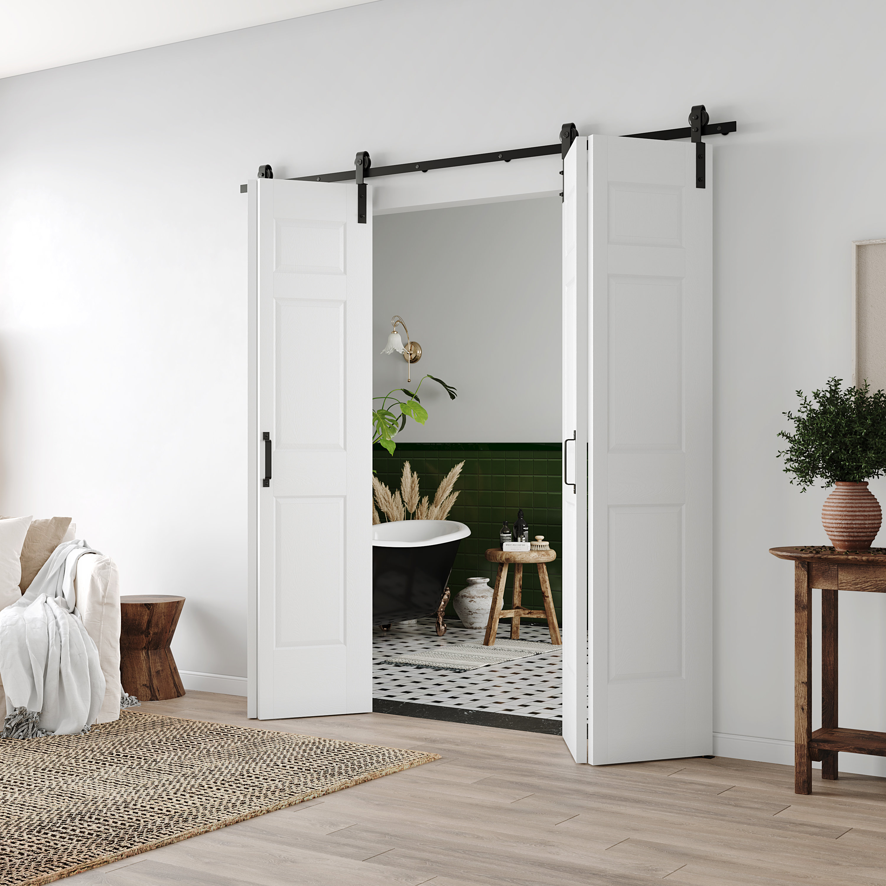 CHIC MODE 6 Lattice Shapes Interior Double Bi-Fold Barn Door Within ...