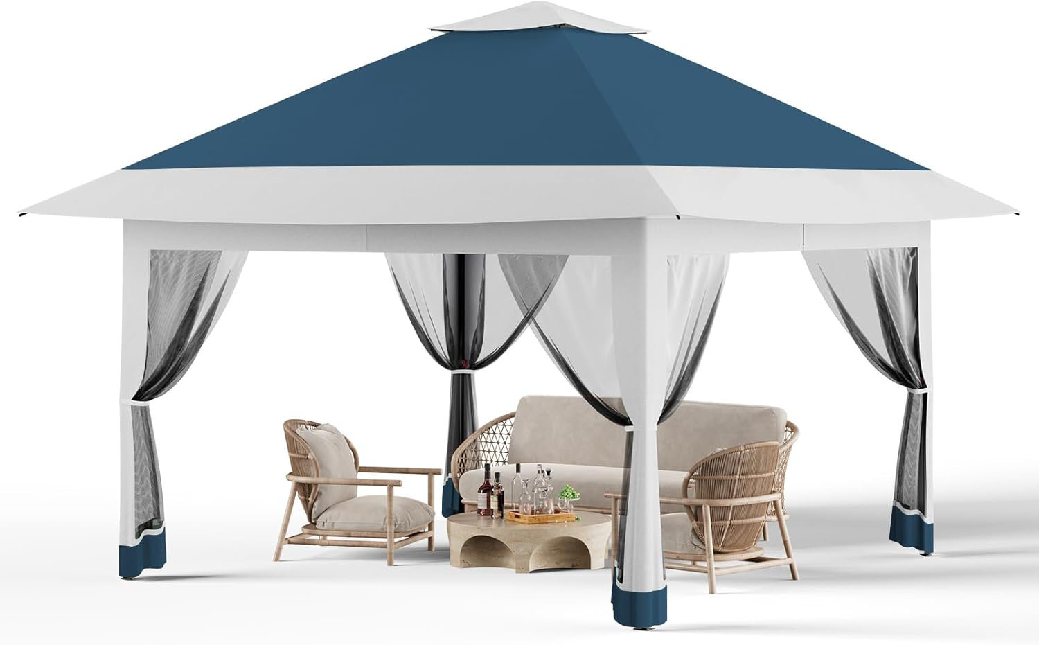 gaomon 12x12 Pop Up Gazebo Outdoor Canopy Tent, Outdoor Gazebo with 4 Sandbags, Double Tiers ...