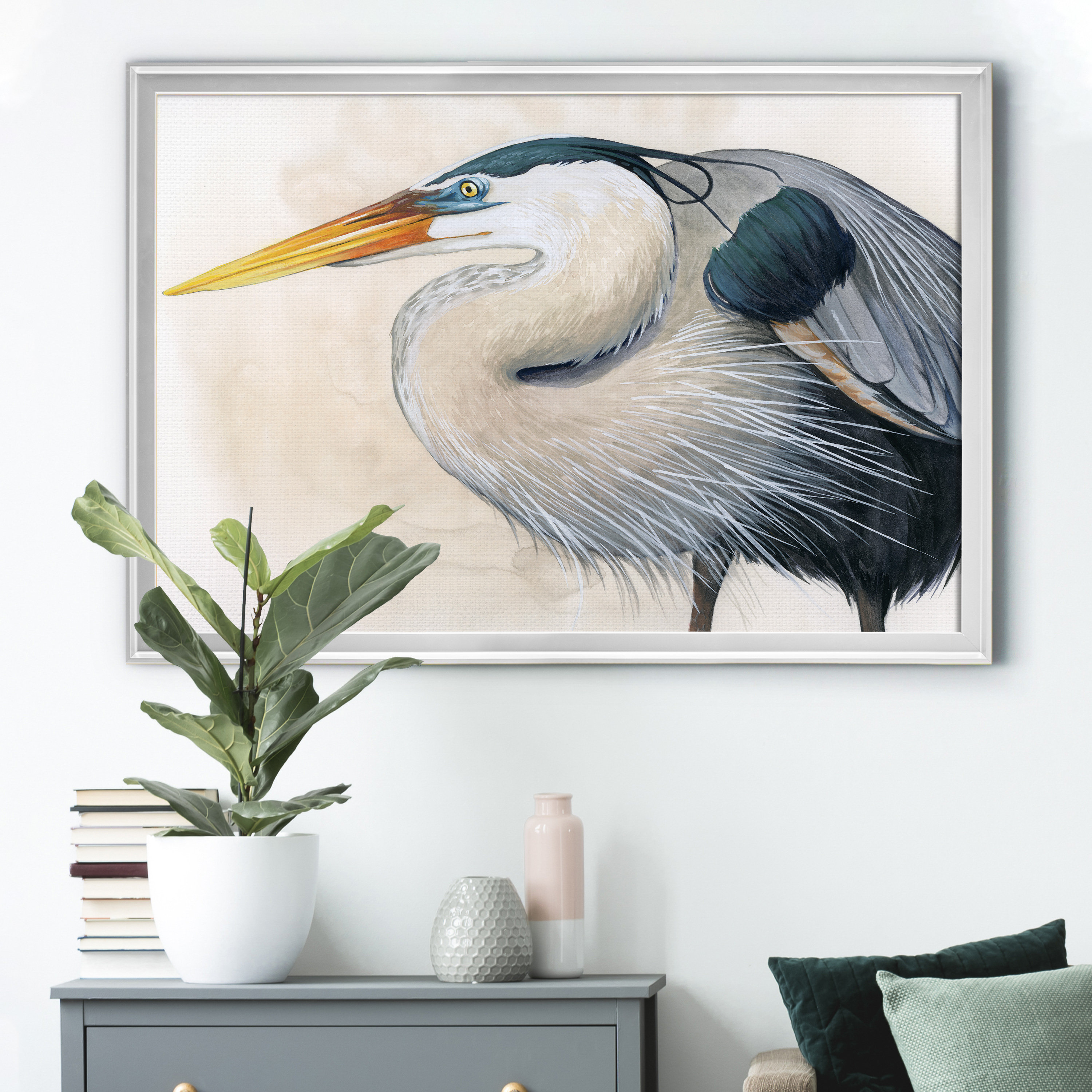 Breakwater Bay 'Blue Hunter I' - Picture Frame Graphic Art on Canvas ...