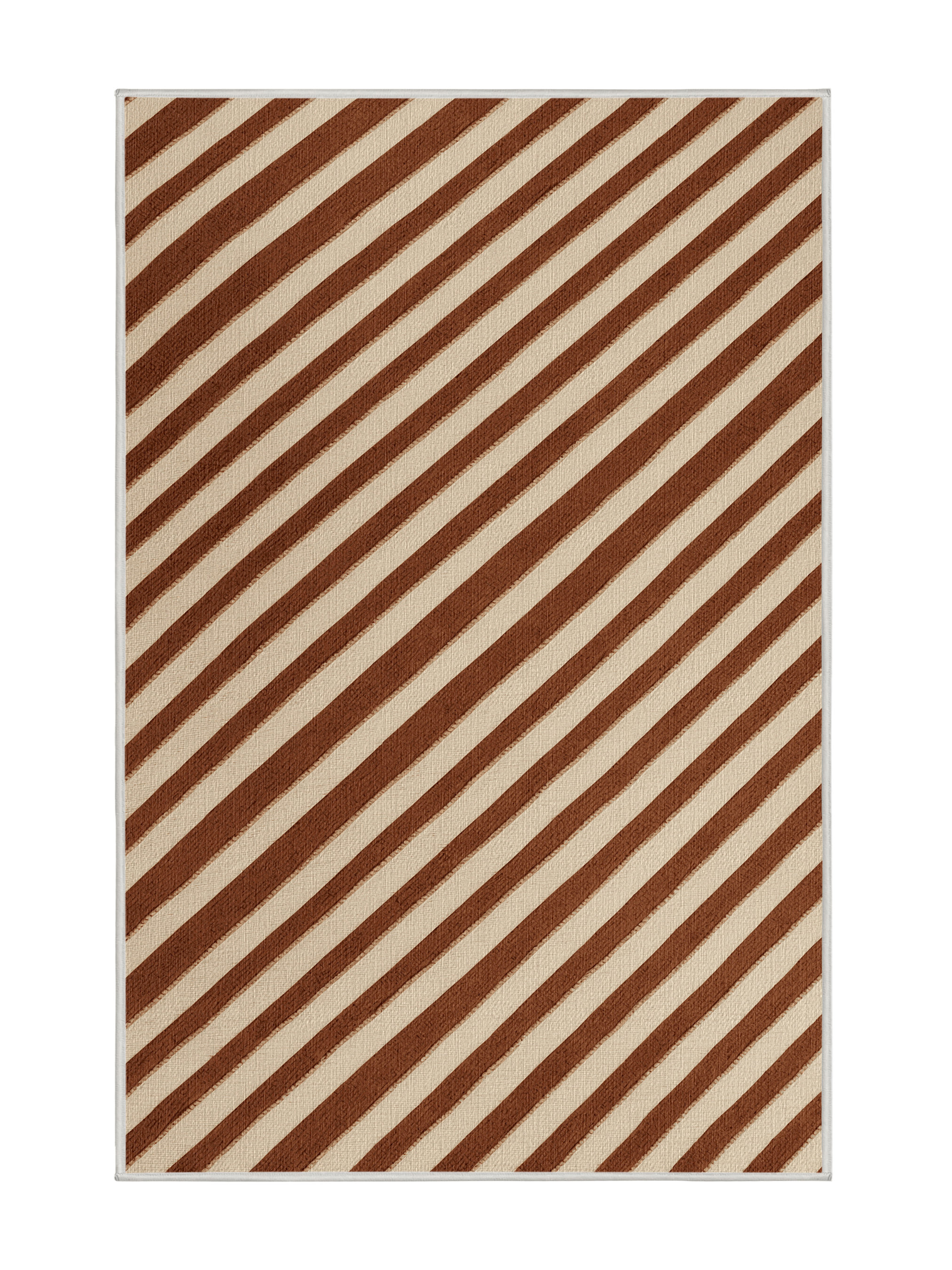 Hokku Designs Washable Cinnamon Cream Striped Area Rug | Wayfair