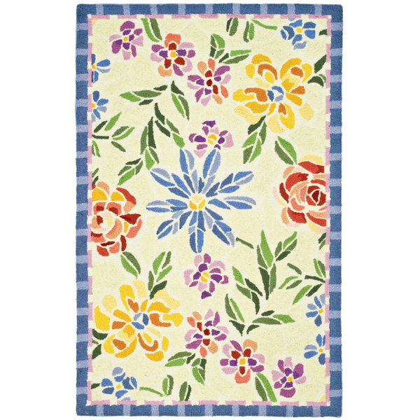 August Grove® Papillon Hand Hooked Wool Pile Floral Rug & Reviews | Wayfair