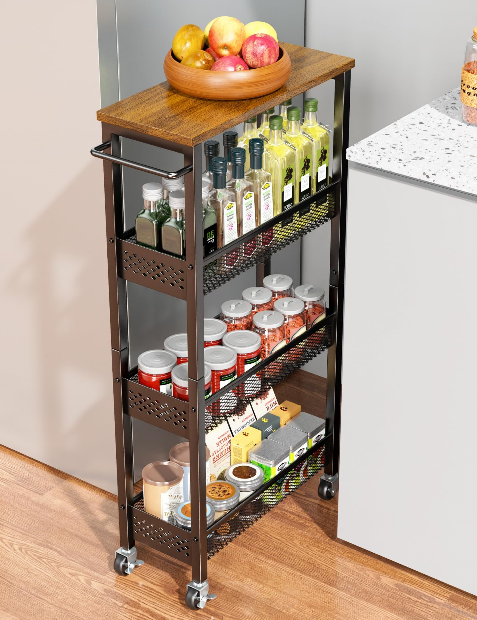 IFBECT Utility Slim Storage Cart 4 tier Rolling Cart | Wayfair