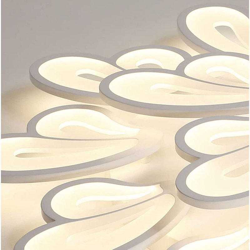Brayden Studio® Berania 32inch White Petal Flush Mount Ceiling Lamp LED ...