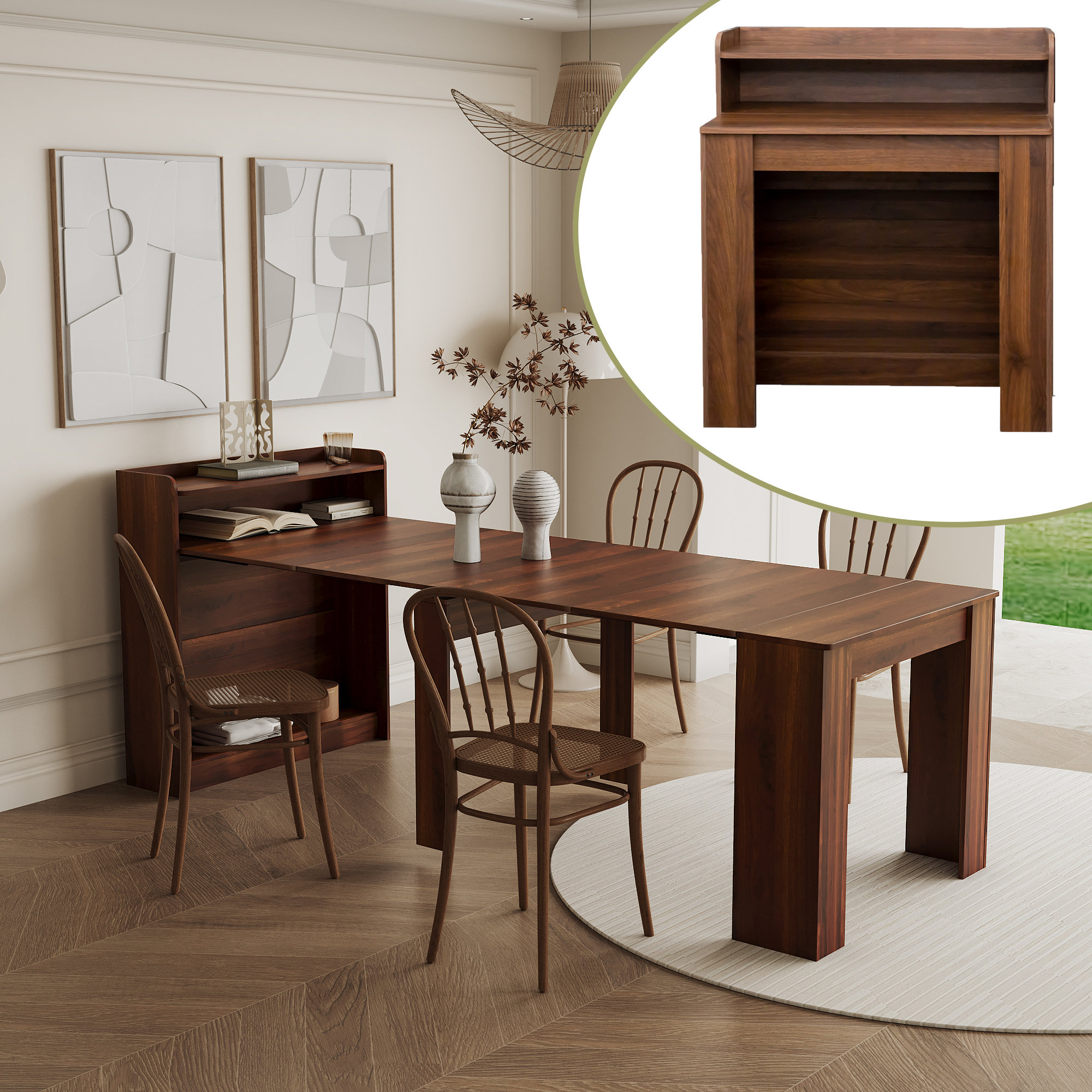 Ebern Designs Extendable Dining Table With Storage | Wayfair