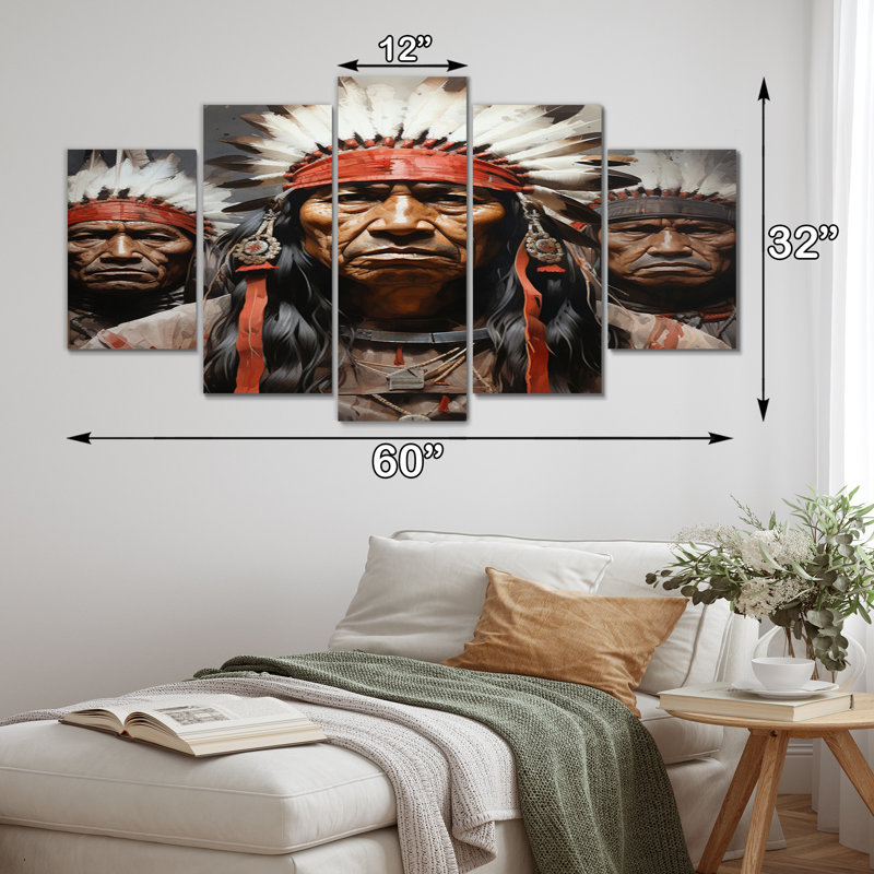Union Rustic Native Art War Paint Portrait - Native American Wall Art ...