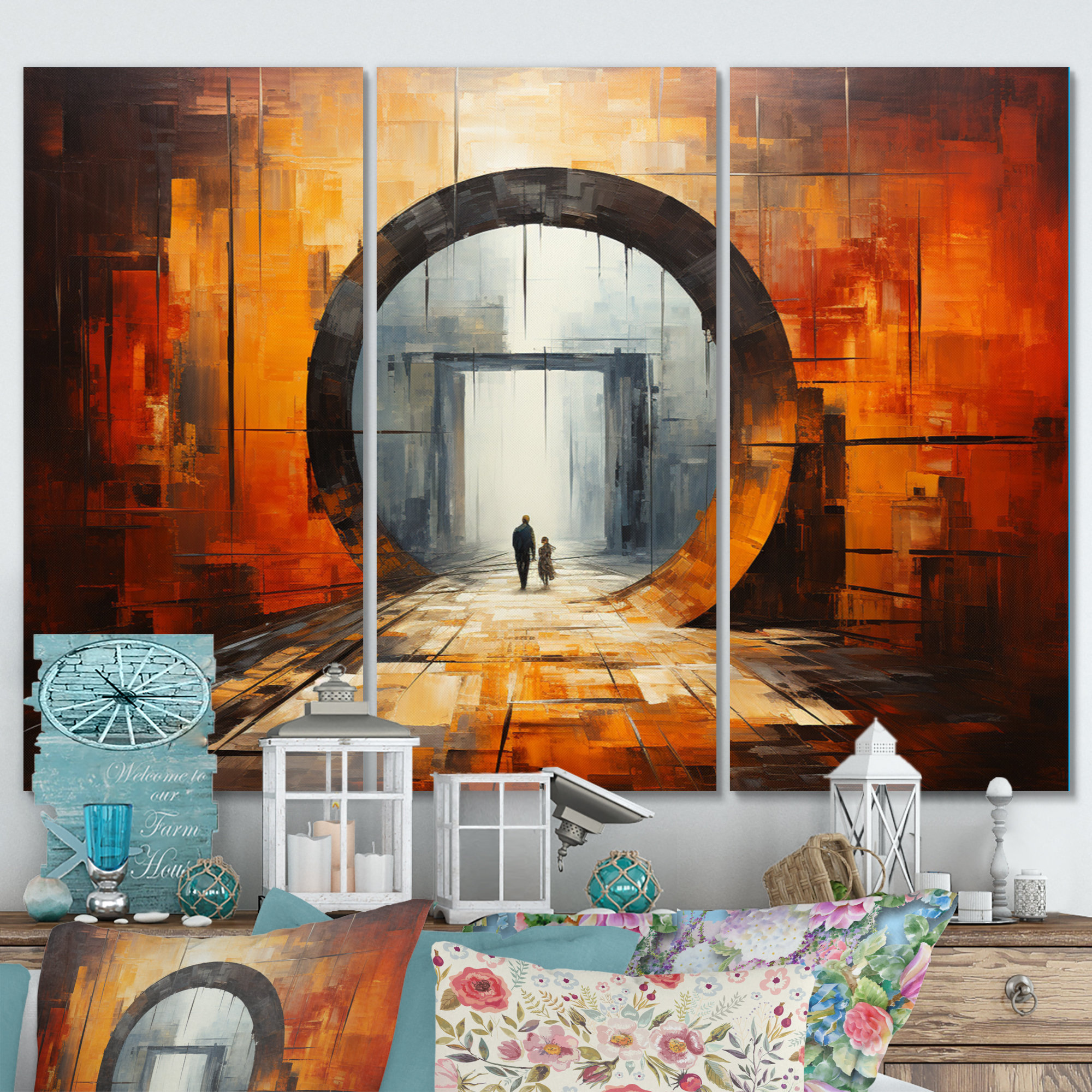 Charlton Home Orange Tunnel Interwoven - Tunnels Wall Art Living Room ...