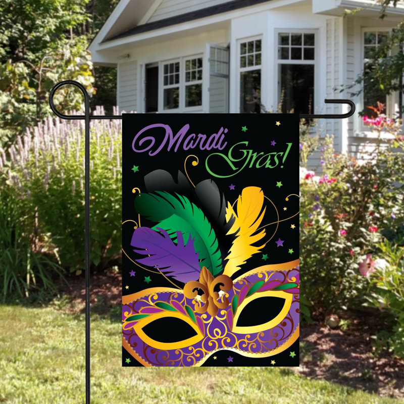 Northlight Seasonal Mardi Gras Mask Outdoor Garden Flag 18" x 12.5 ...