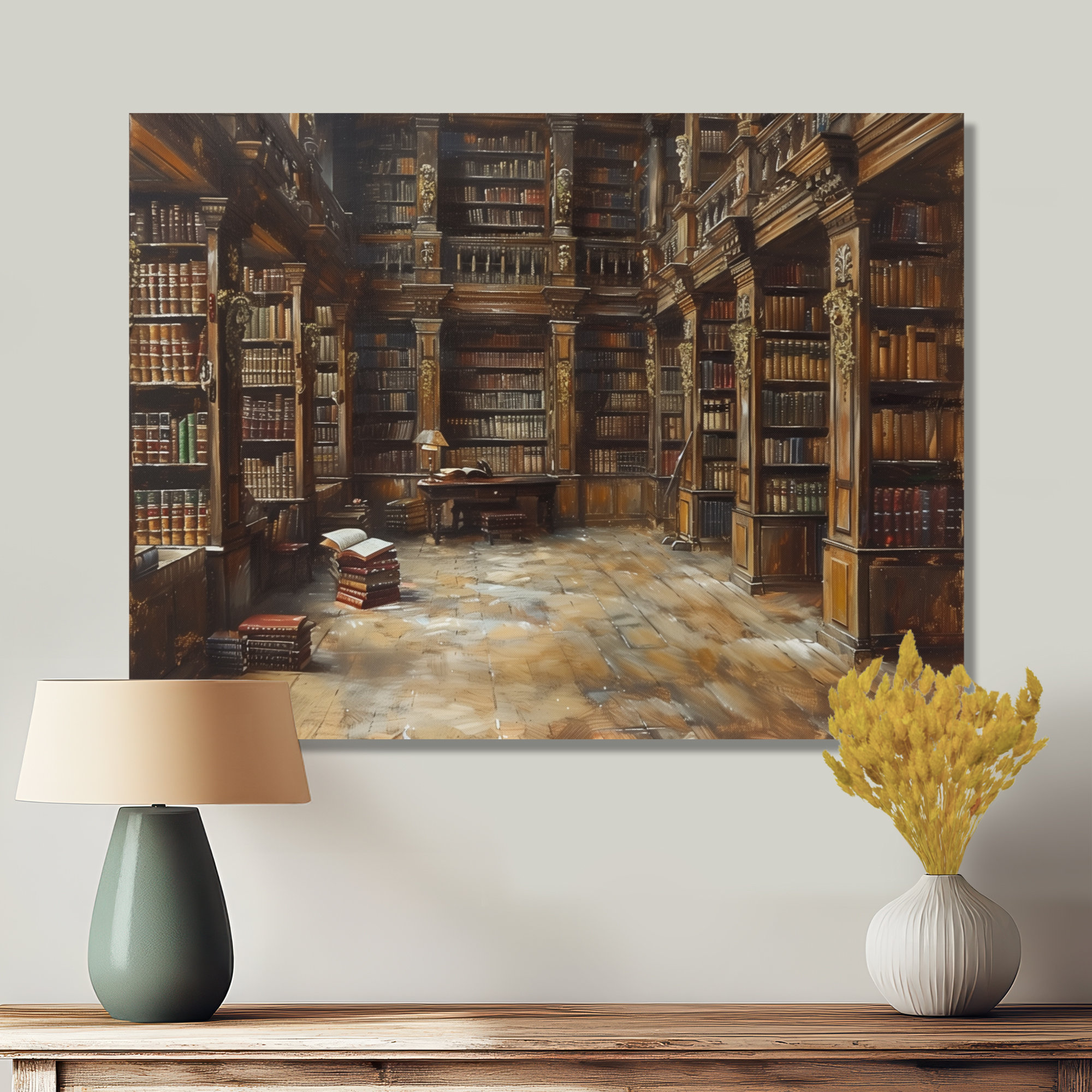 Winston Porter Brown Beige Vintage Library Books II - Libraries Wall ...