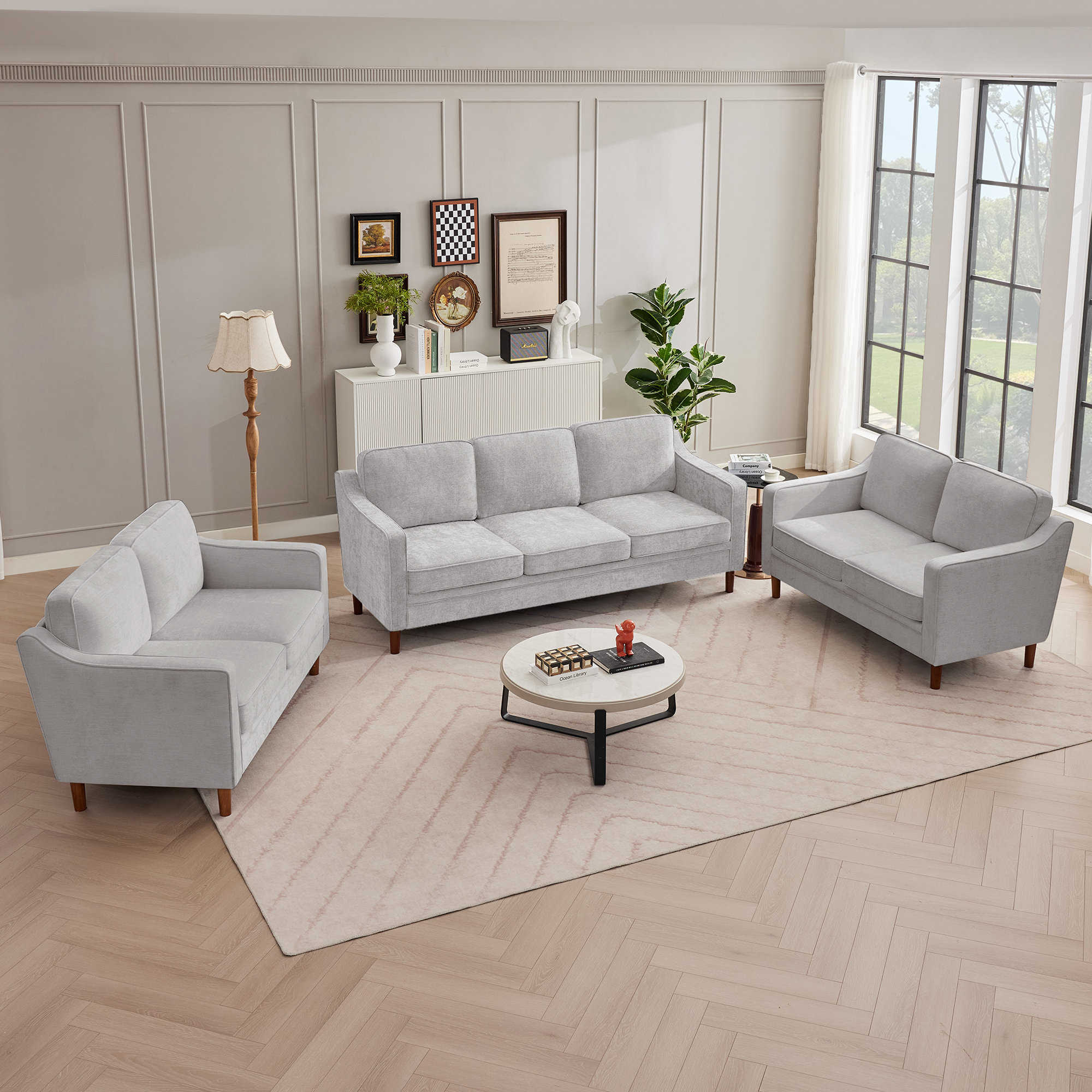 Ebern Designs Christofor 3 Piece Chenille Living Room Set & Reviews ...