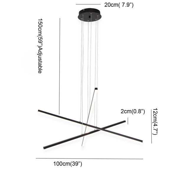 Ivy Bronx Maritza 3-Light LED Modern Chandelier Line Pendant Light ...