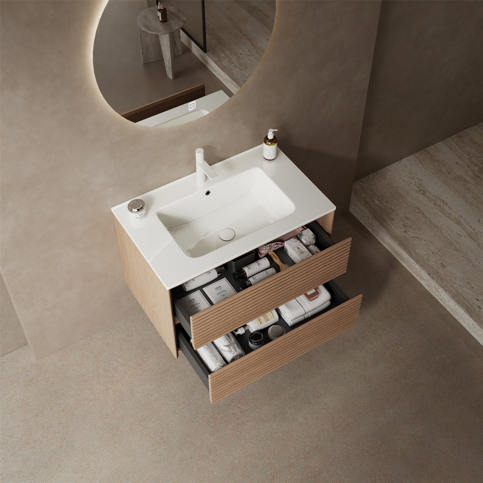 Orren Ellis Bathroom Vanity With Sink, Modern Wall-Mounted Floating ...