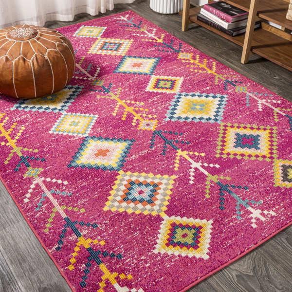 Loon Peak® Blairsville Machine Woven Performance Pink/Multi Rug ...
