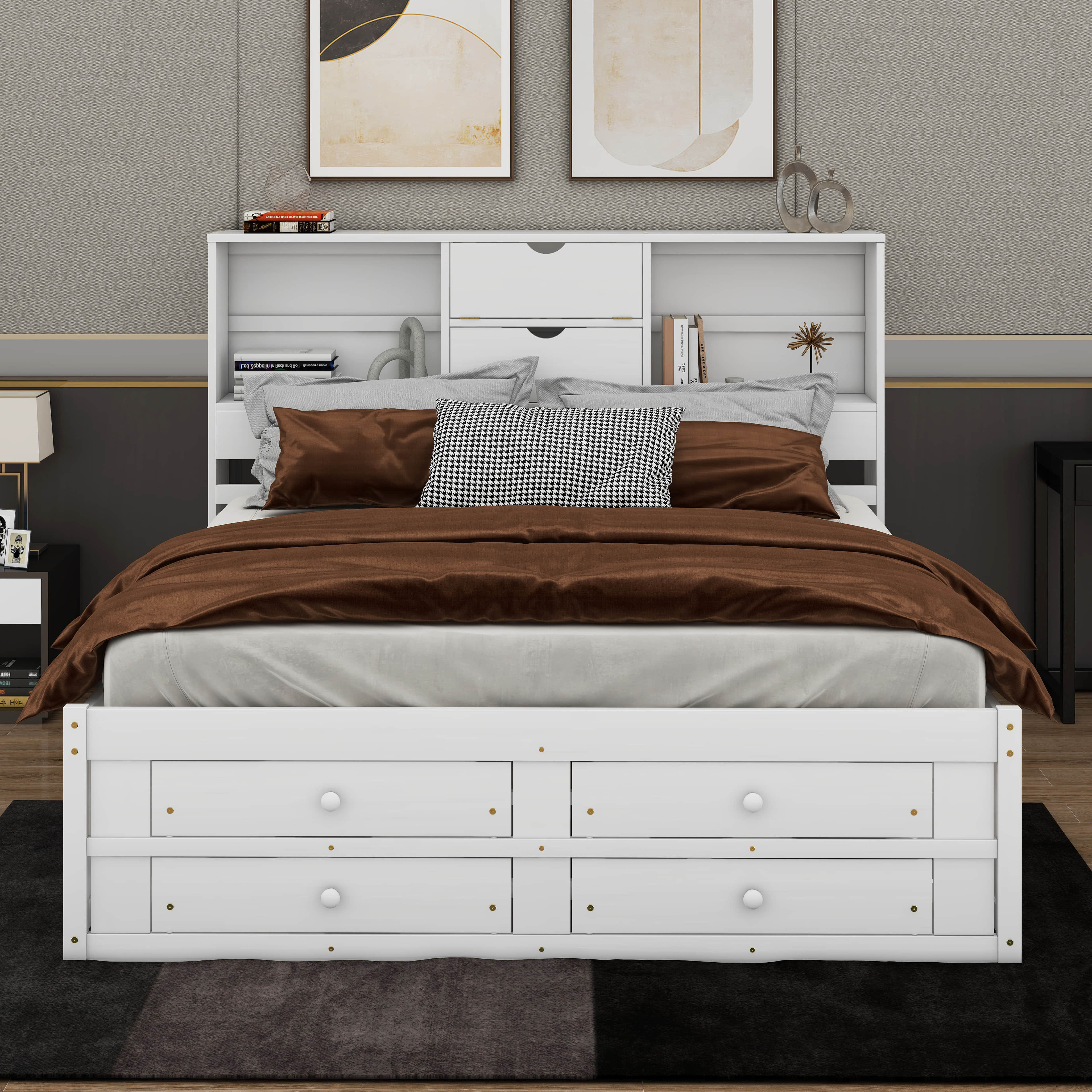 Lark Manor™ Aubreyona King Size Platform Bed with Storage Headboard and ...