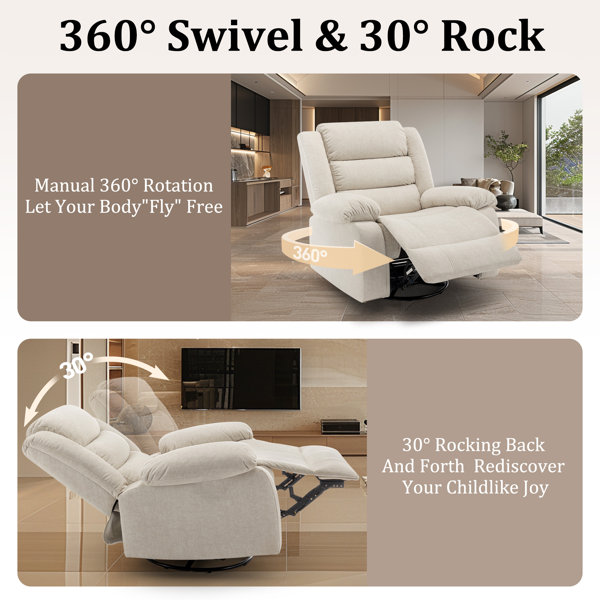 Latitude Run® Oversized Swivel Rocker Recliner With Heat And Vibration ...