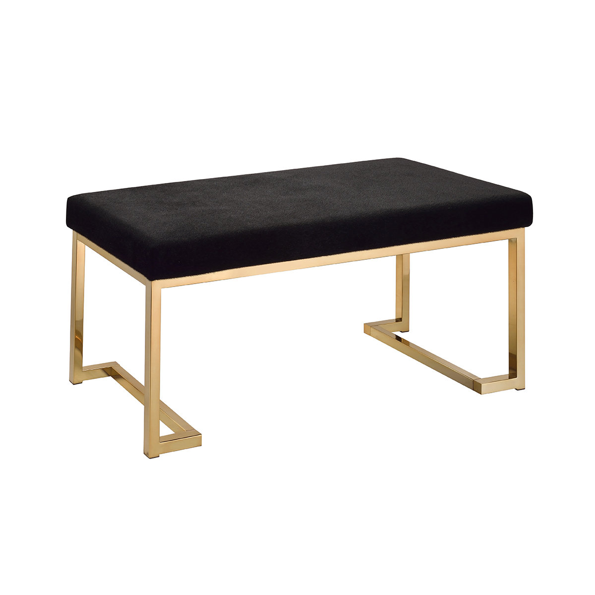 Everly Quinn Black Metal + Polyester Bench | Wayfair