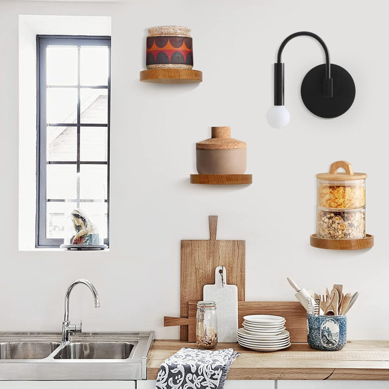 Bungalow Rose Lailey Circle Wood Floating Shelf | Wayfair