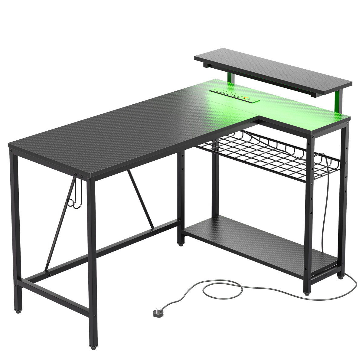 Borough Wharf Thielsen 48" L Shaped Computer Desk with Power Outlet ...