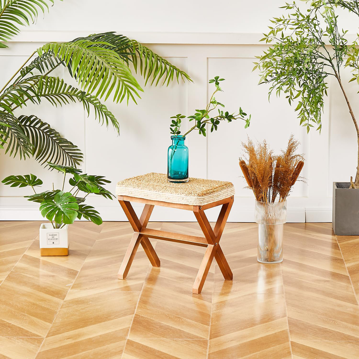 Bay Isle Home™ Ottoman Footstool Natural Seagrass Footrest Pouf ...