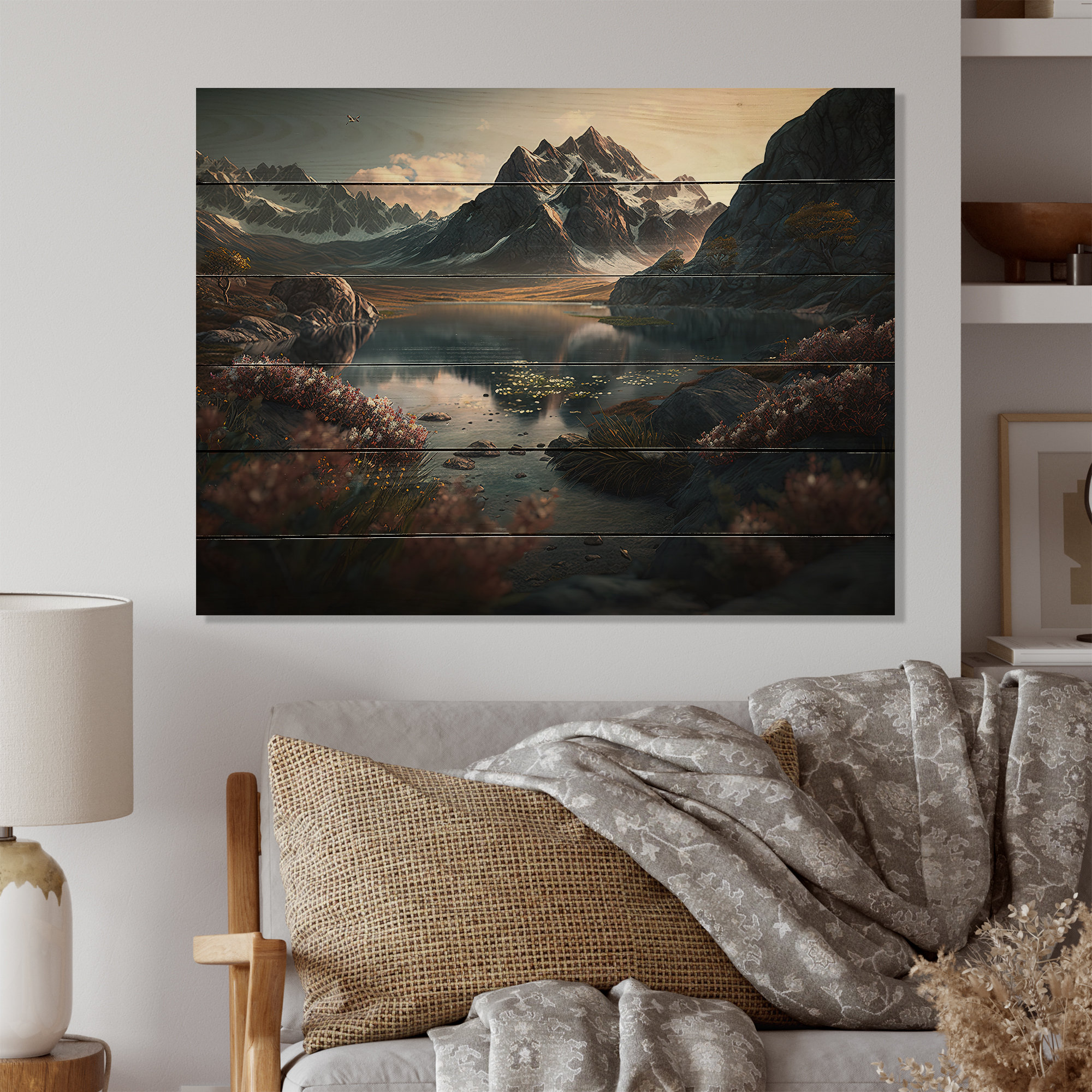 Millwood Pines Mountain Landscapes II - Landscape Cottage Wood Wall ...